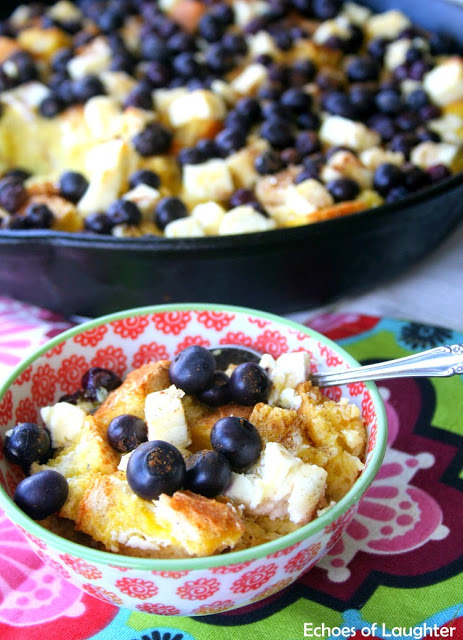 Skillet Blueberry & Cream Cheese Strata - Echoes of Laughter